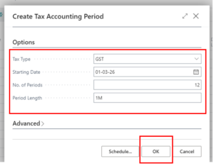 How To Setup Tax Accounting Period For GST In D365 BC
